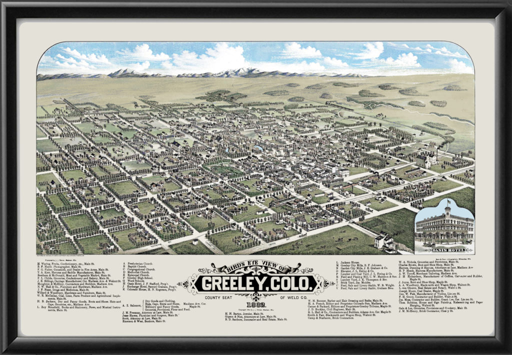 Greeley CO 1882 (Color) Restored Map | Vintage City Maps