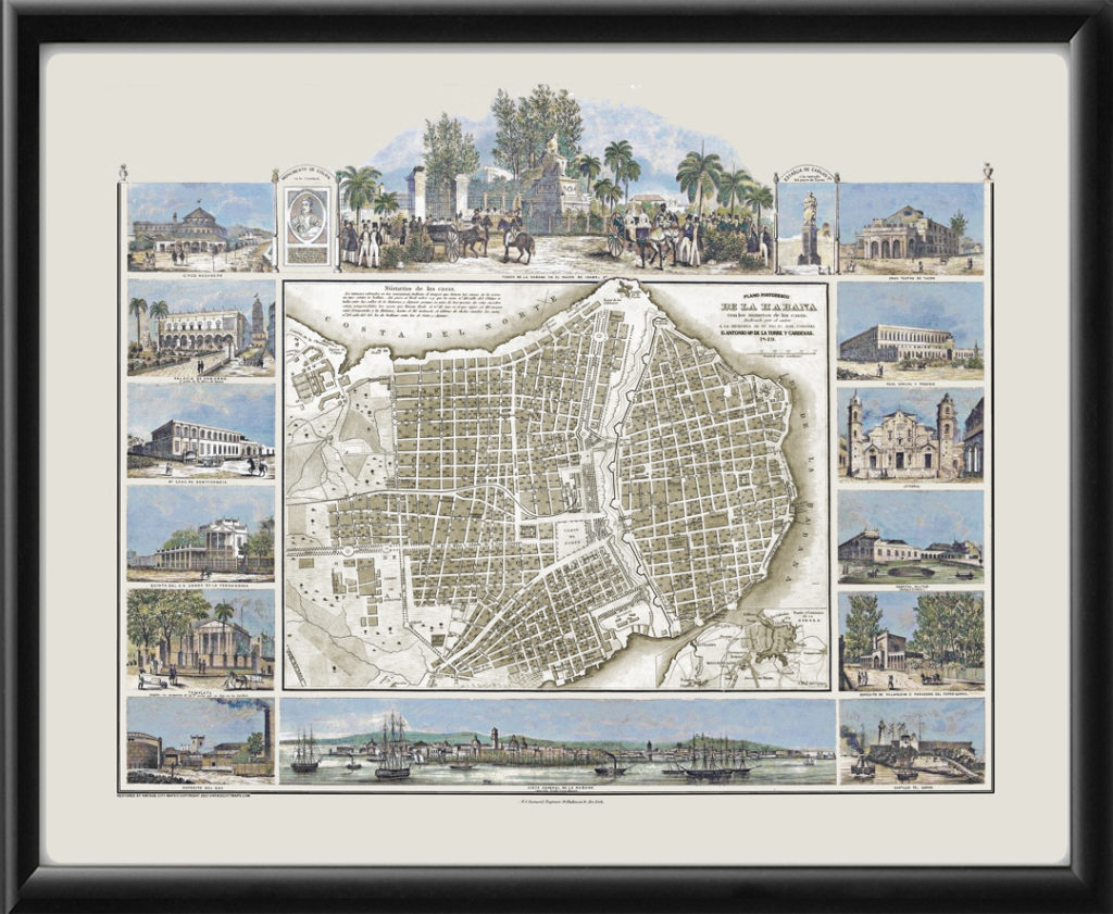 Havana Cuba 1849 Restored Map | Vintage City Maps
