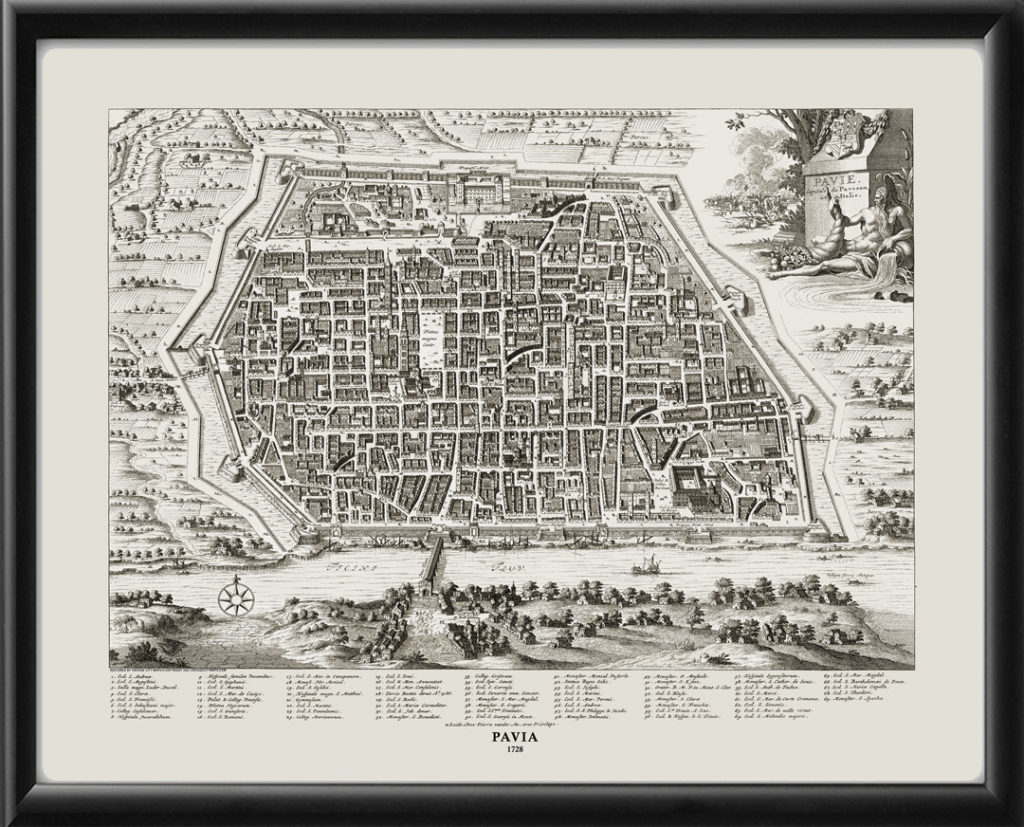 Pavia Italy 1728 Restored Map | Vintage City Maps
