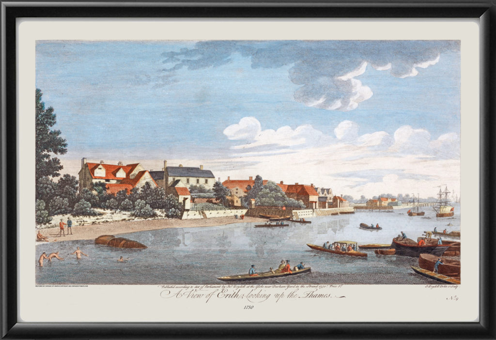 Erith London England 1750 - Vintage City Maps - Restored Views