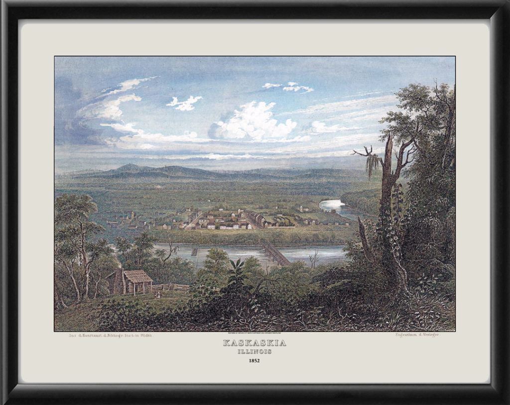 Kaskaskia IL 1852 Restored Map | Vintage City Maps