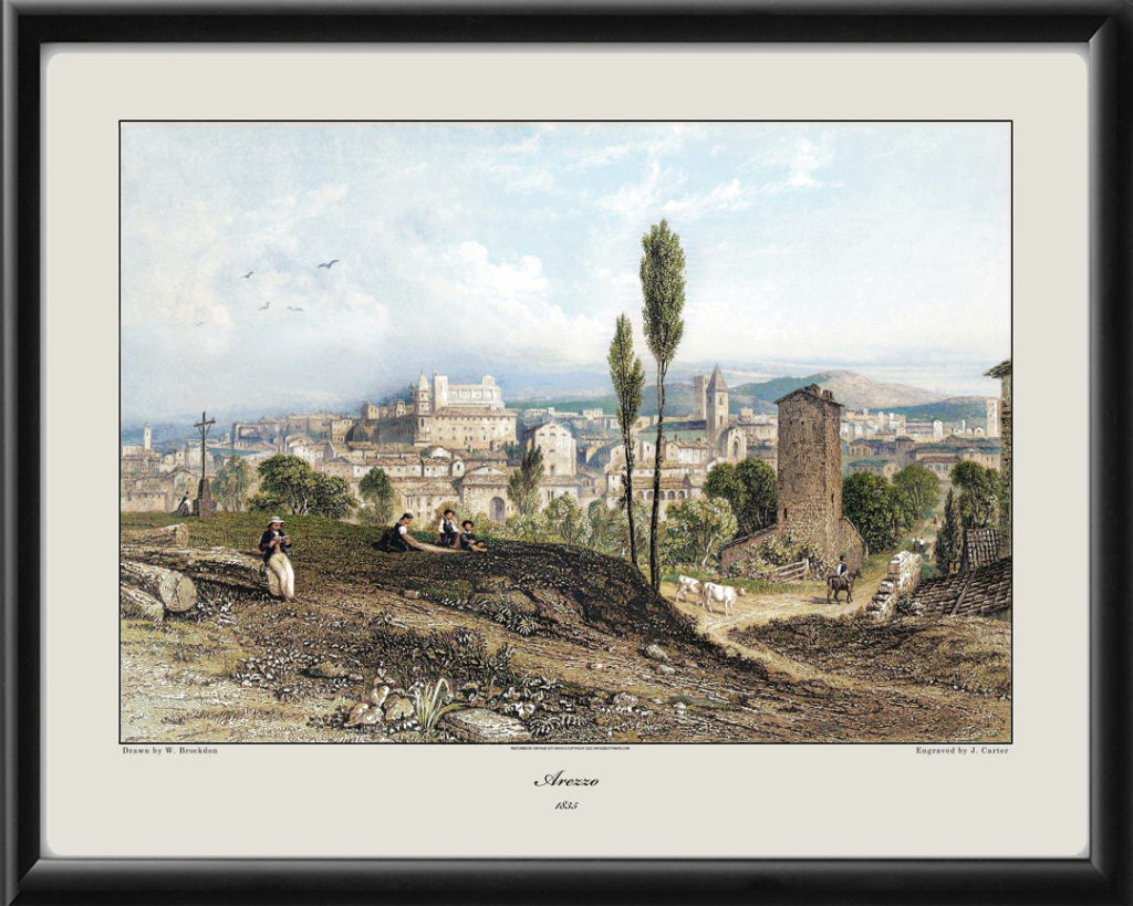 Arezzo Italy 1835 (Color) Restored Map | Vintage City Maps