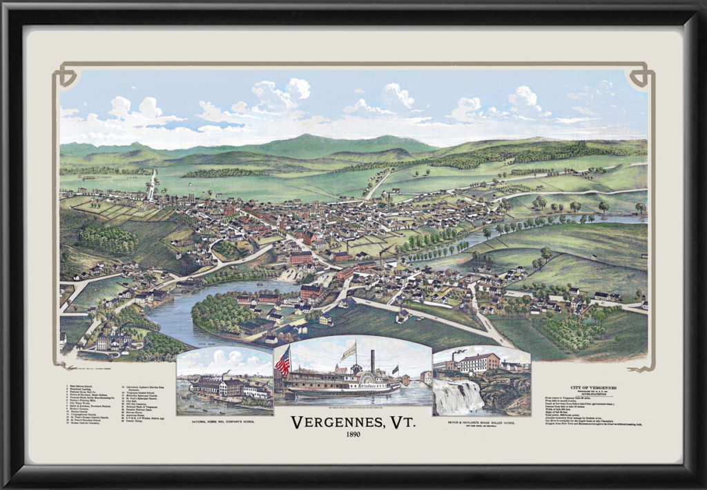 Vergennes, Vermont 1890 - Vintage City Maps - Restored Views
