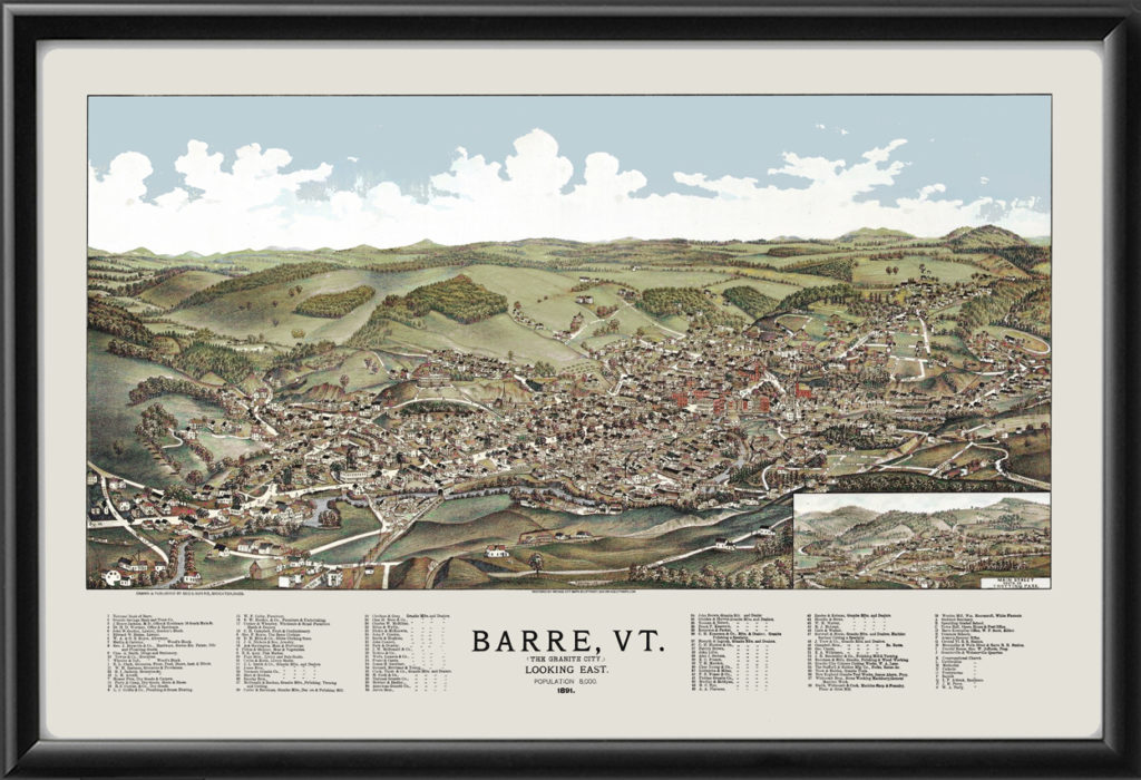 Barre VT 1891 (Color) Restored Map | Vintage City Maps