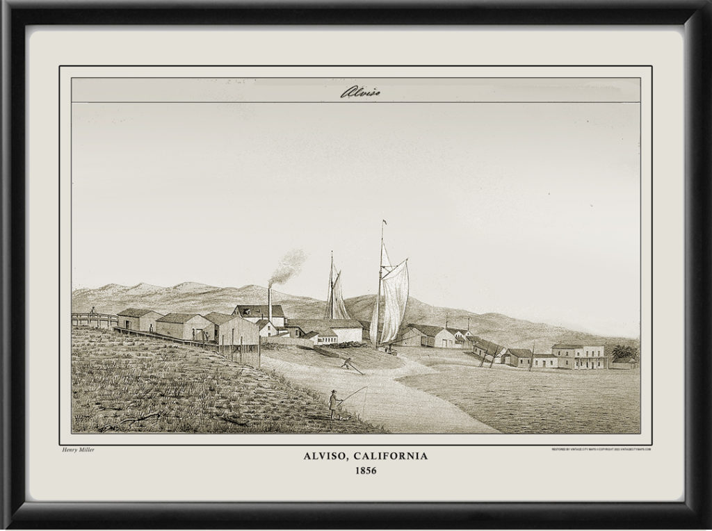 Alviso CA 1856 Restored Map | Vintage City Maps
