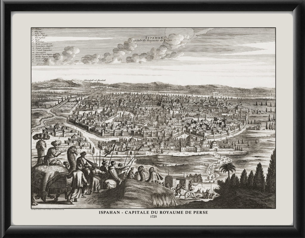Isfahan Iran 1725 - Restored Bird's Eye View Map | Vintage City Maps