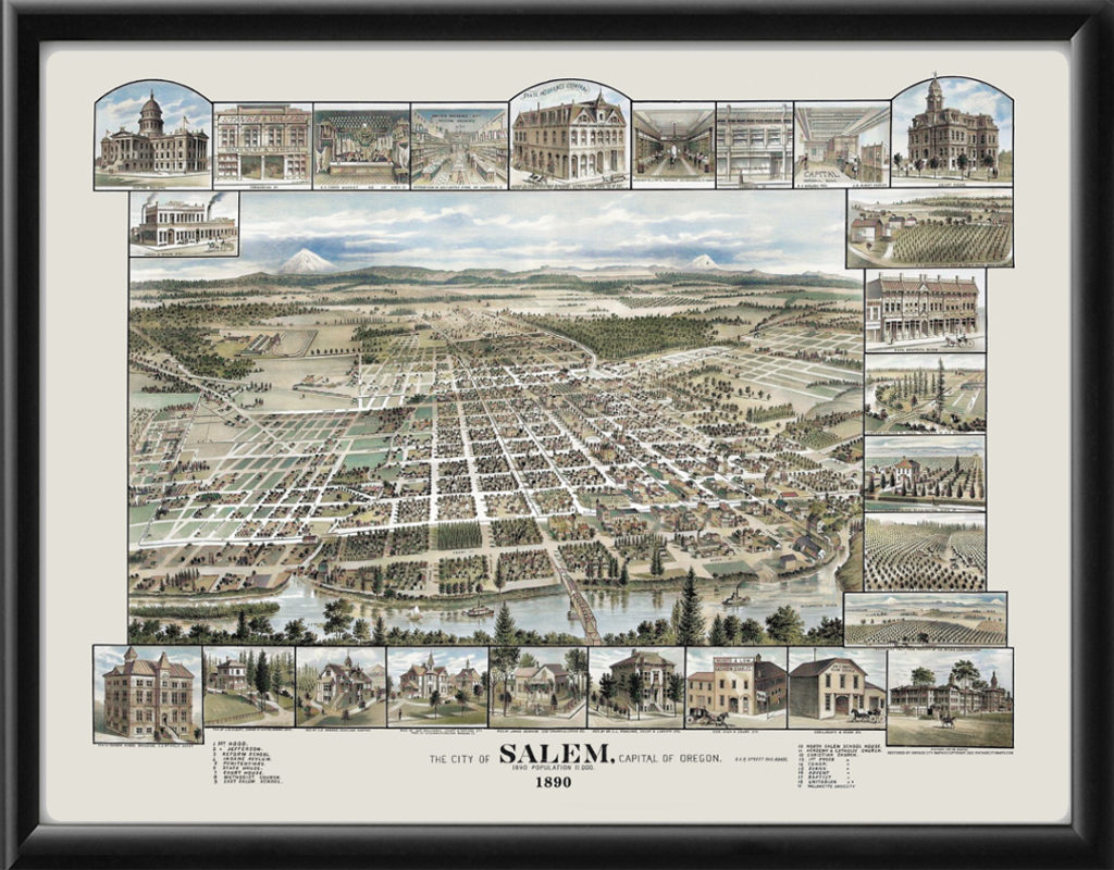 Salem OR 1890 (Color) Restored Map | Vintage City Maps
