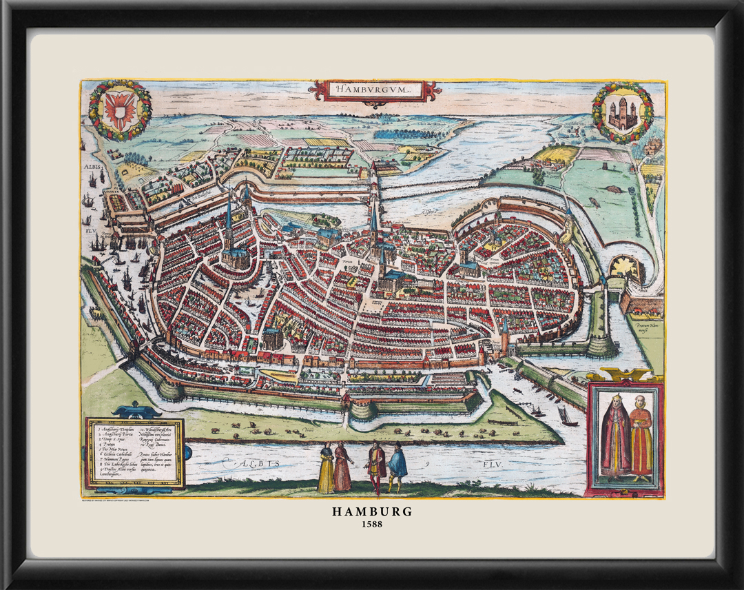 Hamburg Germany 1588 Restored Map | Vintage City Maps
