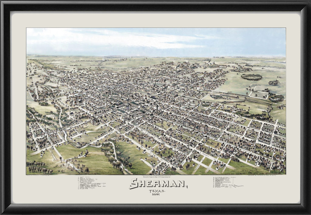 Sherman TX 1891 (Color) Restored Map | Vintage City Maps