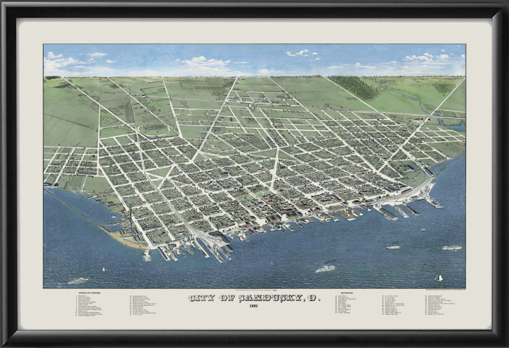 Sandusky OH 1883 (Color) - Vintage City Maps, Restored Views