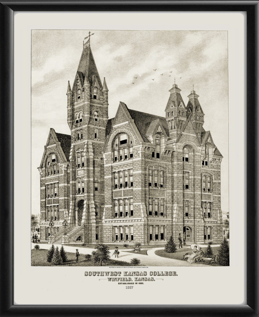 Southwest Kansas College - Winfield KS 1887 Vintage City Maps