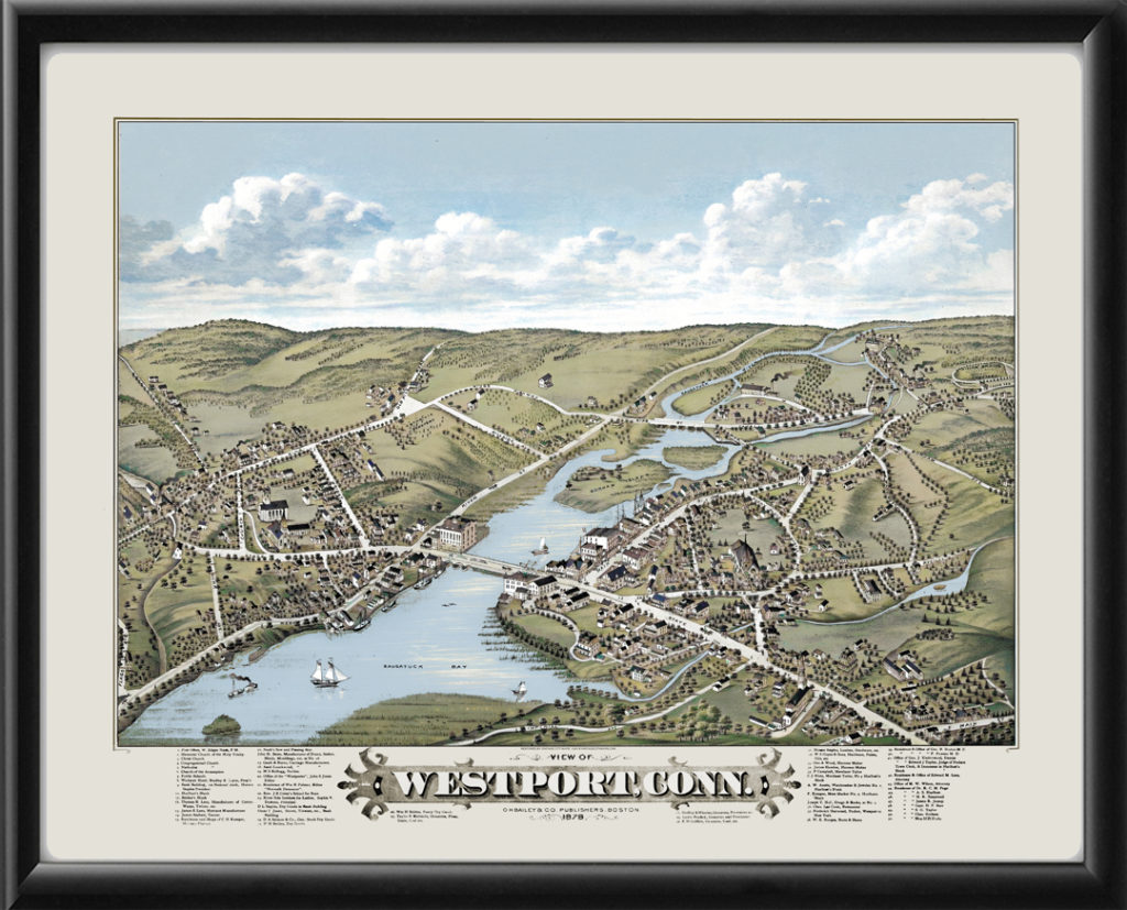 Westport CT 1878 (Color) Restored Map | Vintage City Maps