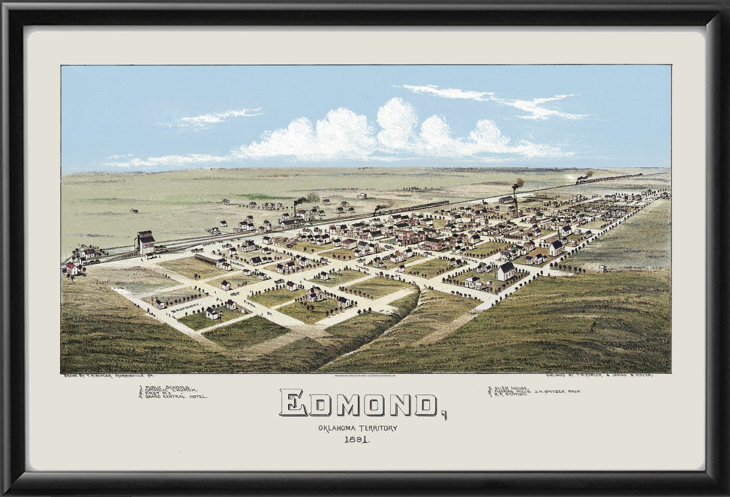 Edmond OK 1891 (Color) Restored Map | Vintage City Maps