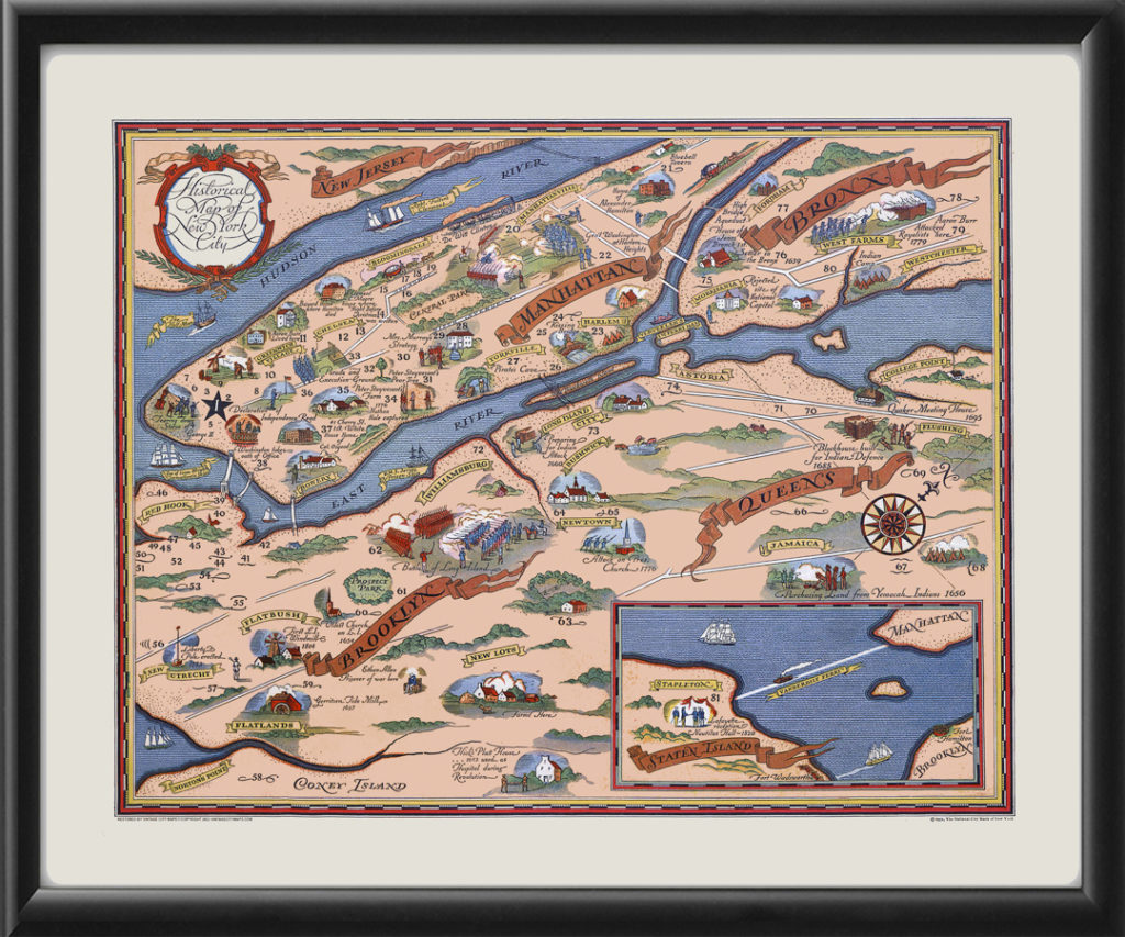 Historical Map of New York City - Vintage City Maps