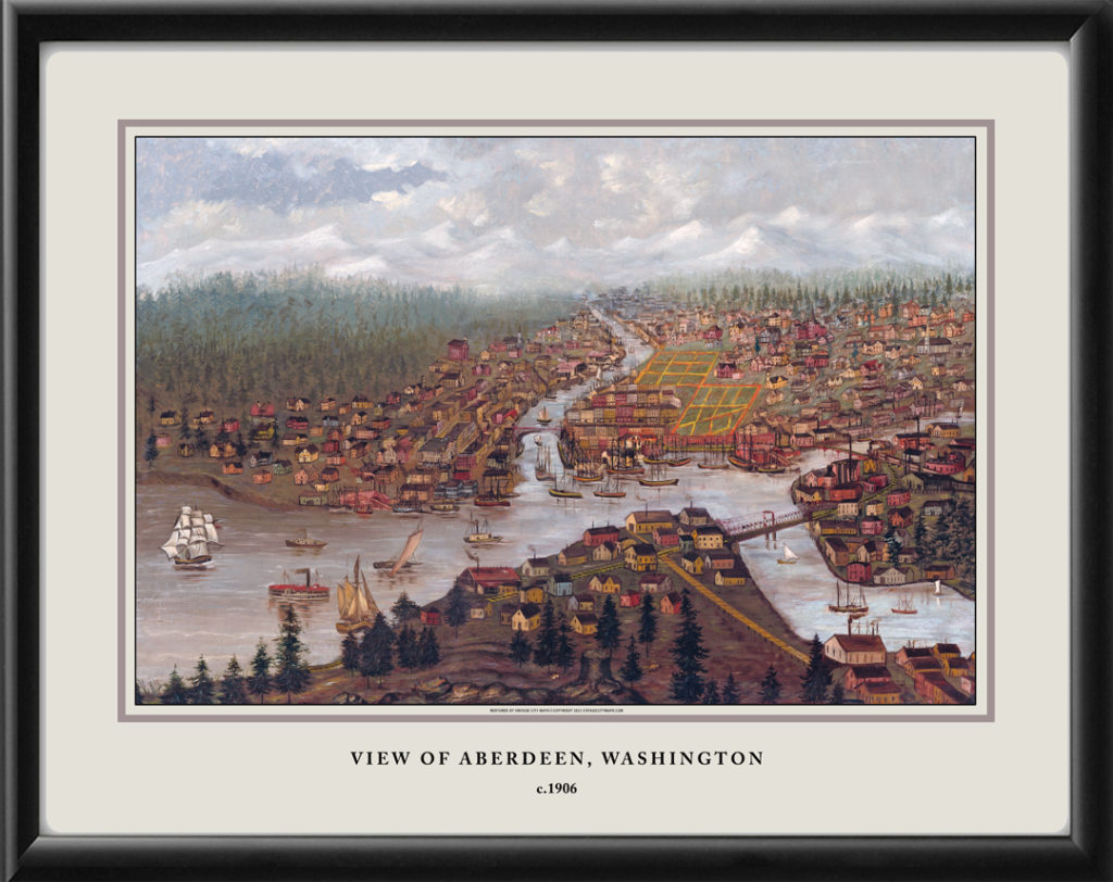 Aberdeen WA 1906 Restored Map | Vintage City Maps