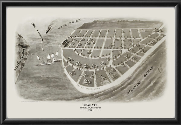 Seagate, Brooklyn NY 1900 - Vintage City Maps, Restored Views