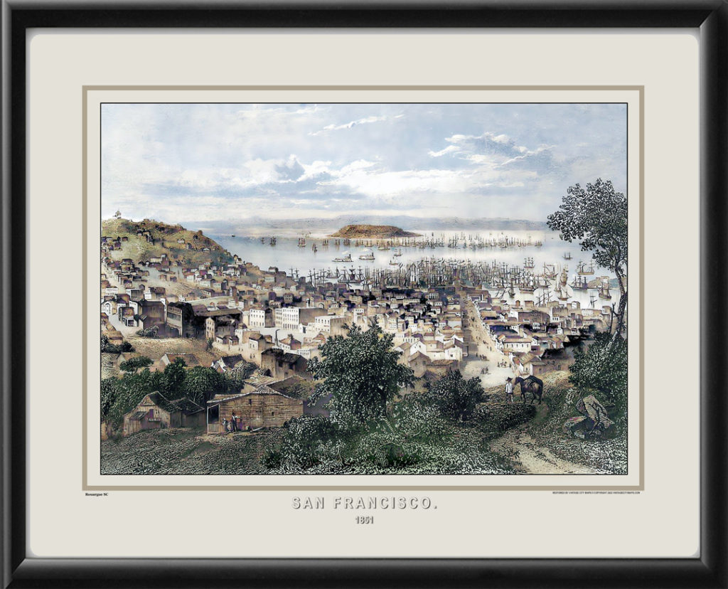 San Francisco CA 1851 Restored Map | Vintage City Maps