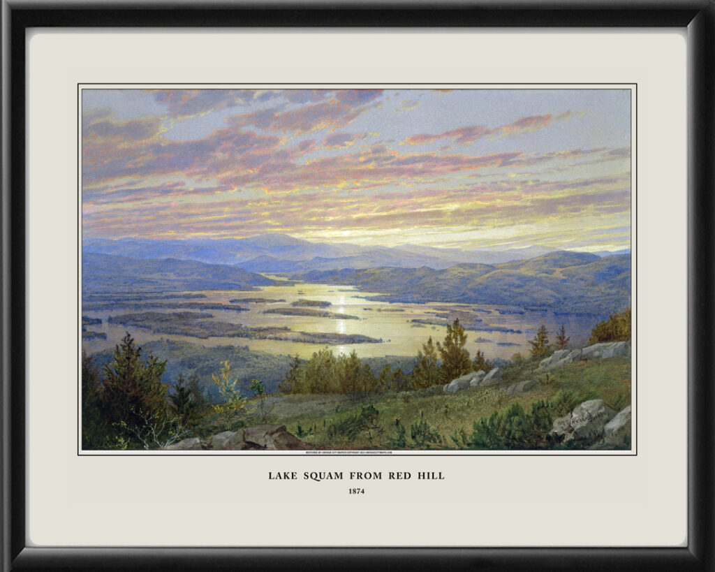 Squam Lake From Red Hill NH 1874 - Vintage City Maps