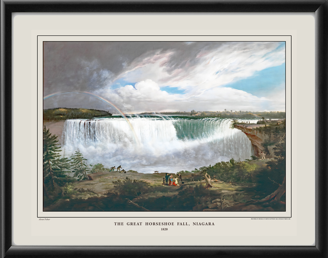 Niagara Falls Canada - Horseshoe Fall 1820 - Vintage City Maps