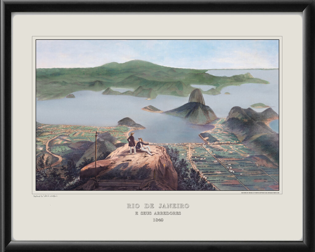 Rio de Janeiro Brazil 1849 - Vintage City Maps, Restored Views