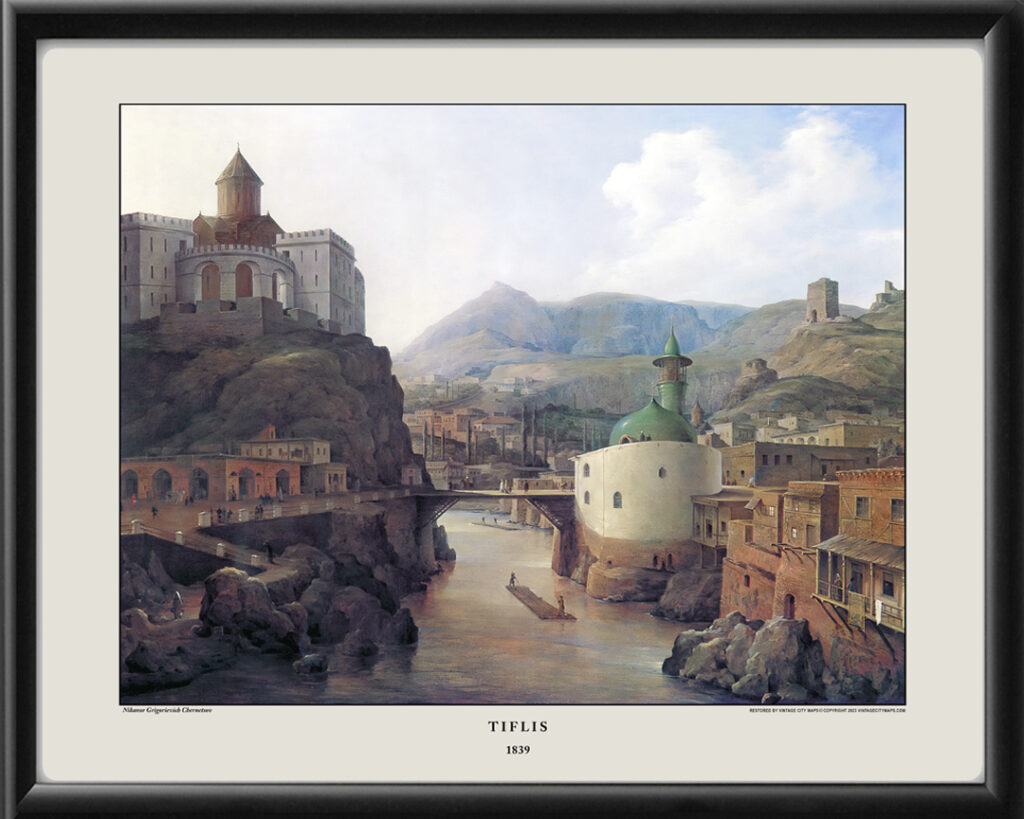 Tbilisi (Tiflis), Georgia 1839 - Vintage City Maps, Restored Views
