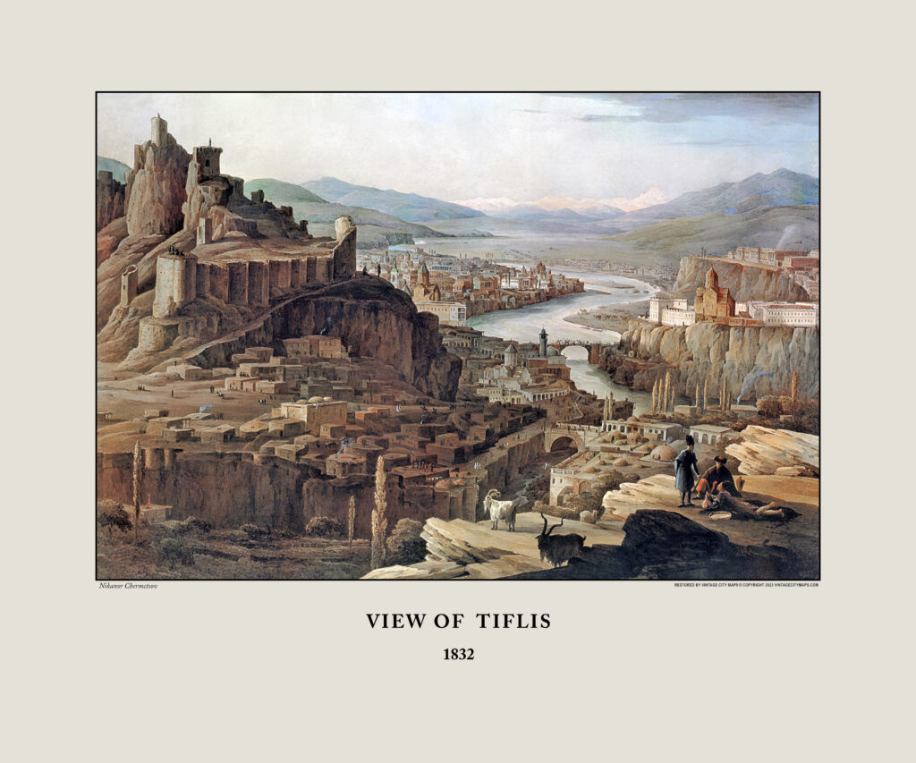 Tbilisi (Tiflis), Georgia 1832 - Vintage City Maps, Restored Views