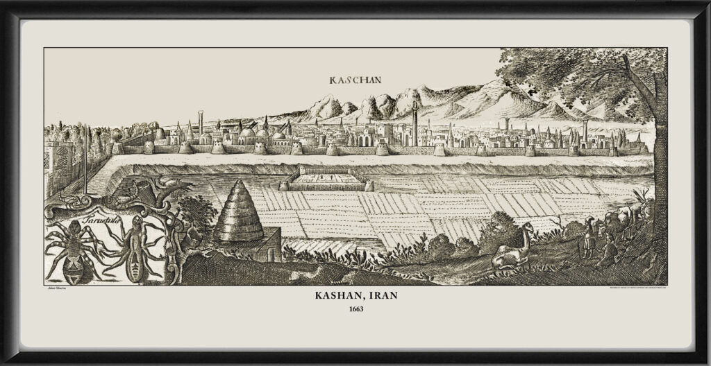 Kashan Iran 1663 Restored Map | Vintage City Maps