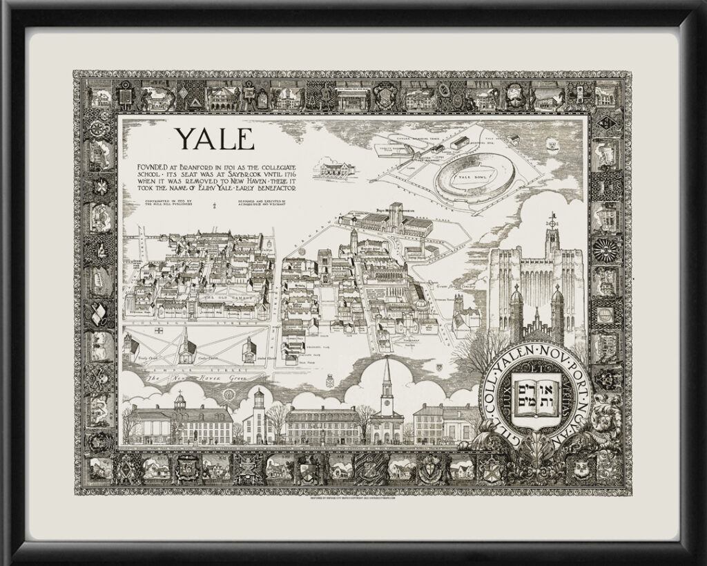 Yale University 1933 Restored Map | Vintage City Maps