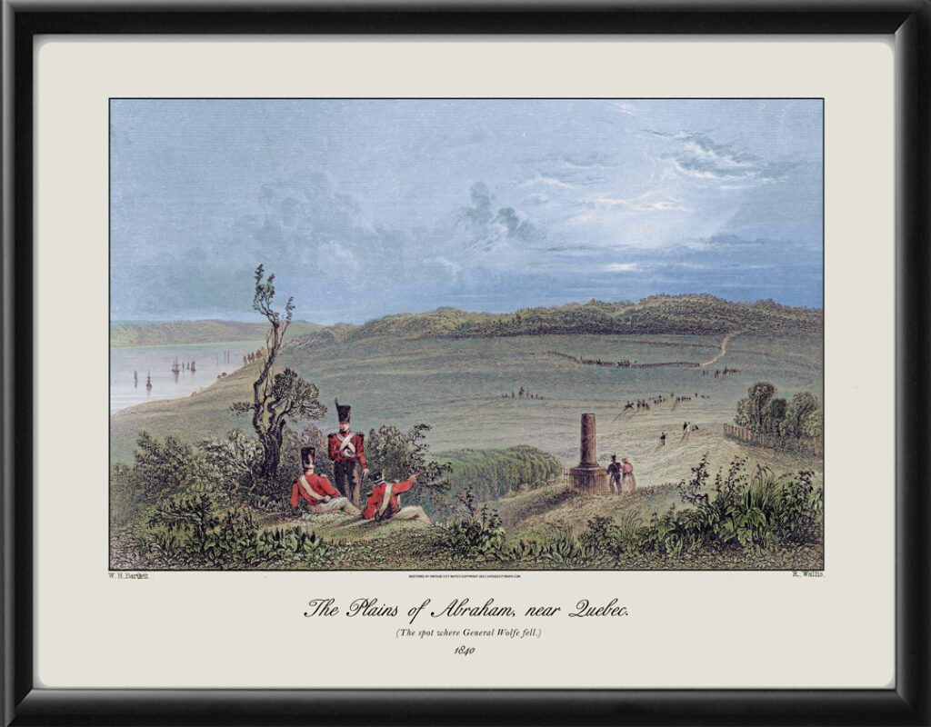 The Plains of Abraham near Quebec 1840 - Vintage City Maps