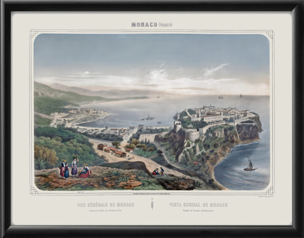 Monte Carlo - Monaco 1860 - Vintage City Maps, Restored Views