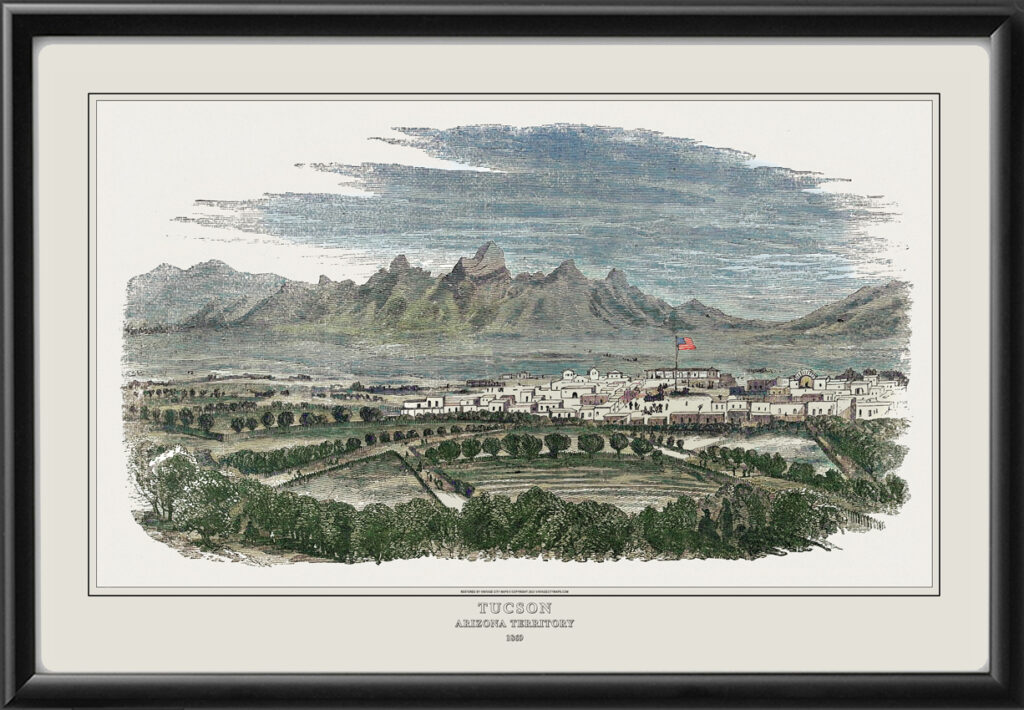 Tucson AZ 1869 Restored Map | Vintage City Maps