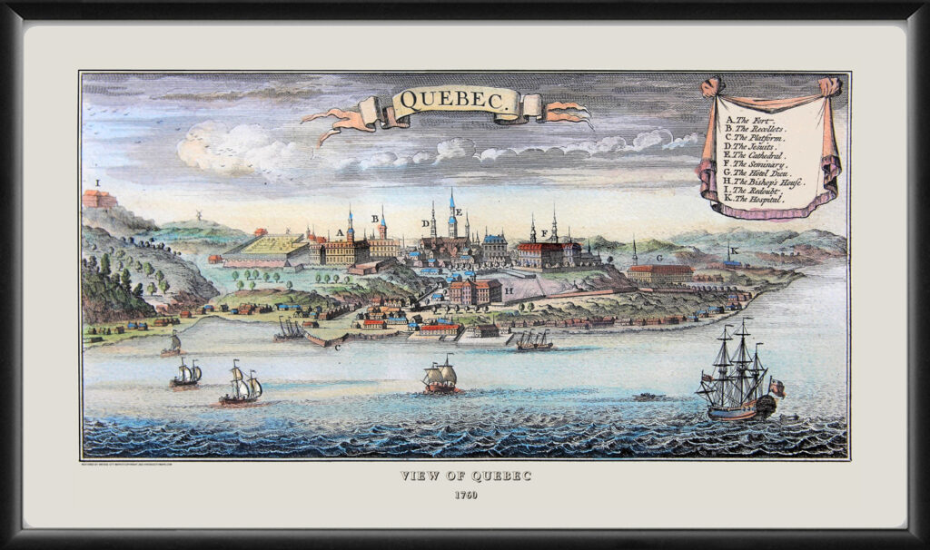 Quebec City Canada 1760 Restored Map | Vintage City Maps