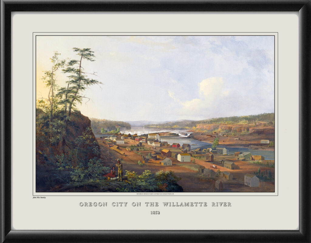 Oregon City OR 1852 Restored Map | Vintage City Maps