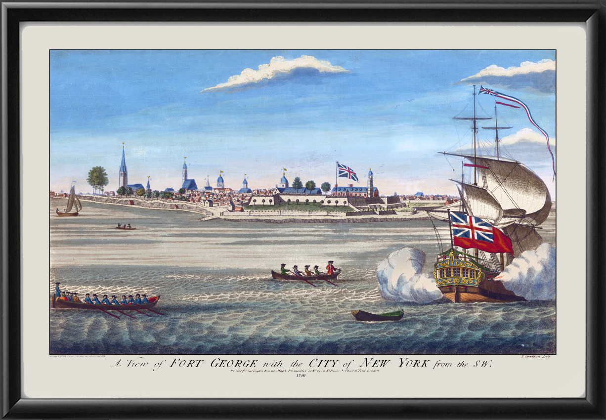 Fort George NY 1740 Restored Map | Vintage City Maps