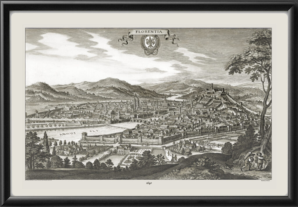 Florence Italy 1640 Restored Map | Vintage City Maps