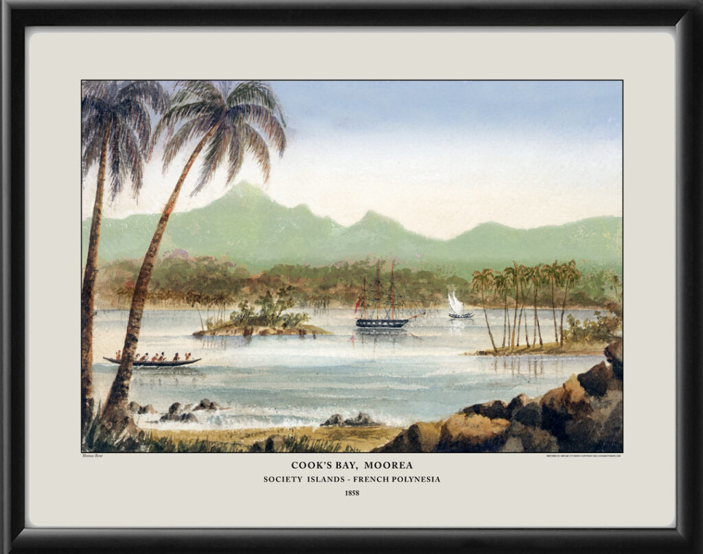 Moorea French Polynesia 1858 Restored Map | Vintage City Maps