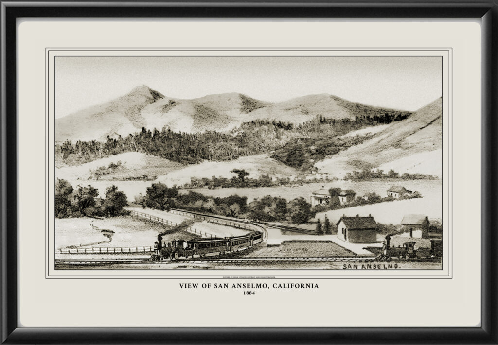 San Anselmo CA 1884 Restored Map | Vintage City Maps
