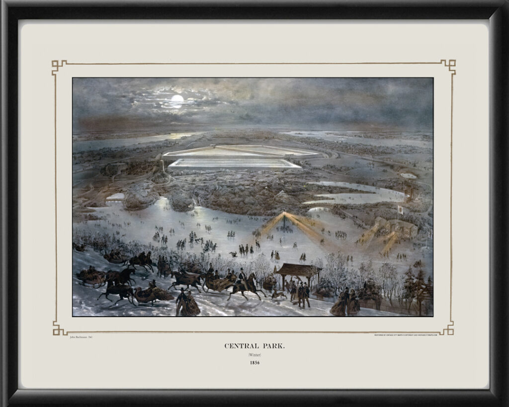 New York City NY 1865 - Central Park in Winter - Restored View ...