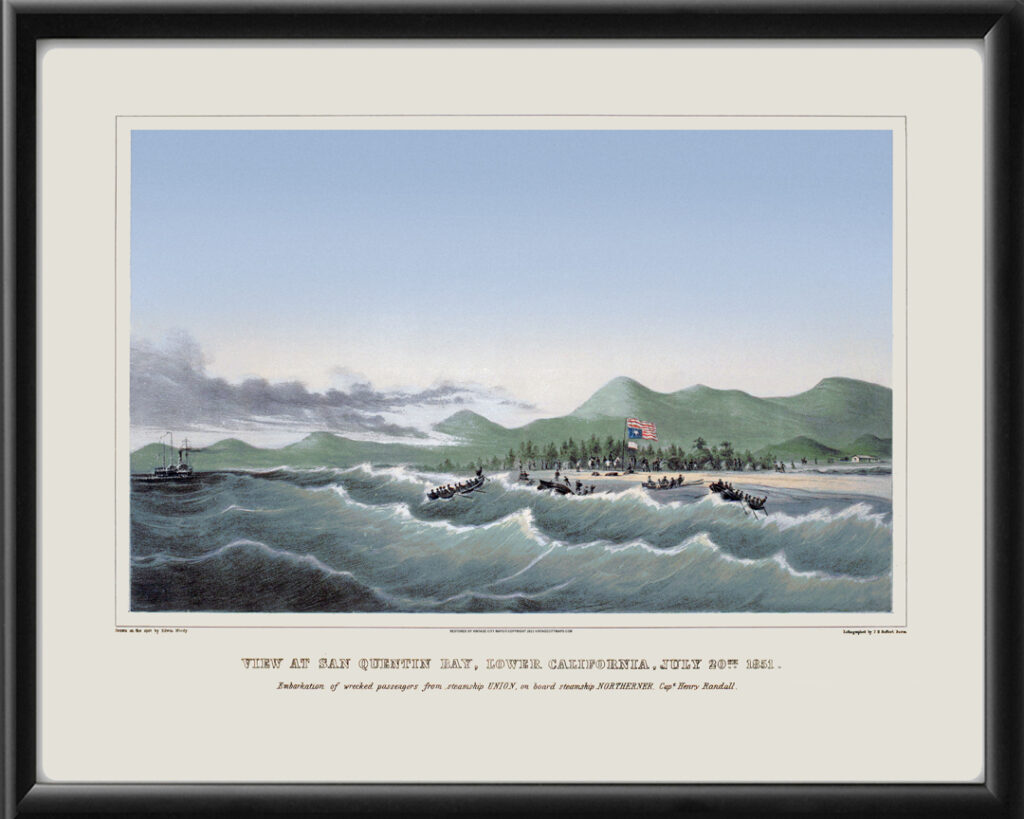 San Quentin Bay Mexico 1851 Restored Map | Vintage City Maps