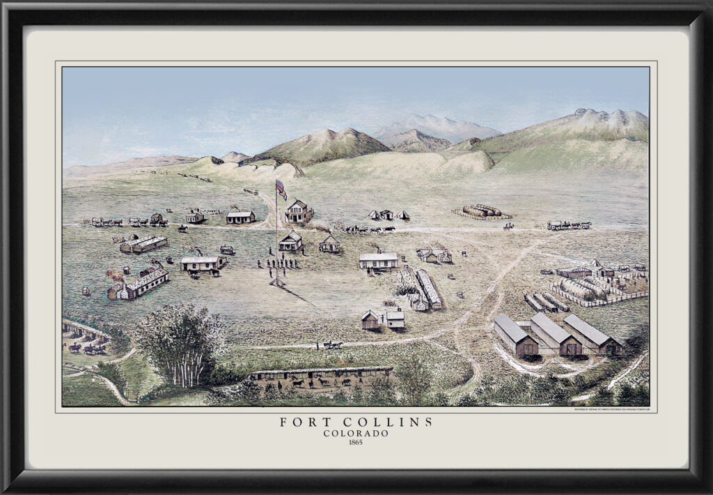 Fort Collins CO 1865 (Color) Restored Map | Vintage City Maps