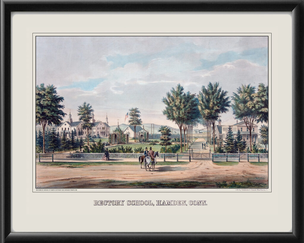 The Rectory School 1860 Restored Map | Vintage City Maps
