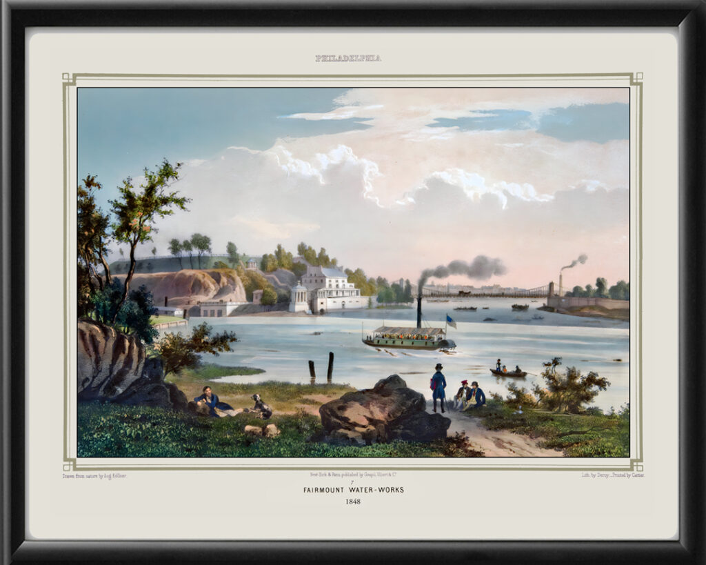 Philadelphia PA 1838 Fairmount Water Works on the Schuylkill River