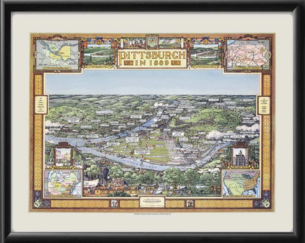 Pittsburgh PA 1889 Restored Map | Vintage City Maps