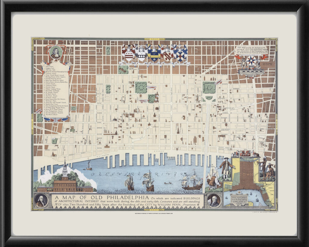 Philadelphia PA 1932 Restored Map | Vintage City Maps