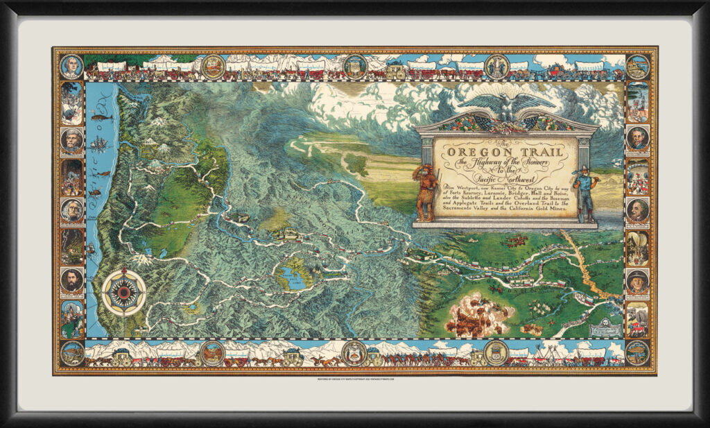 The Oregon Trail Restored Map | Vintage City Maps