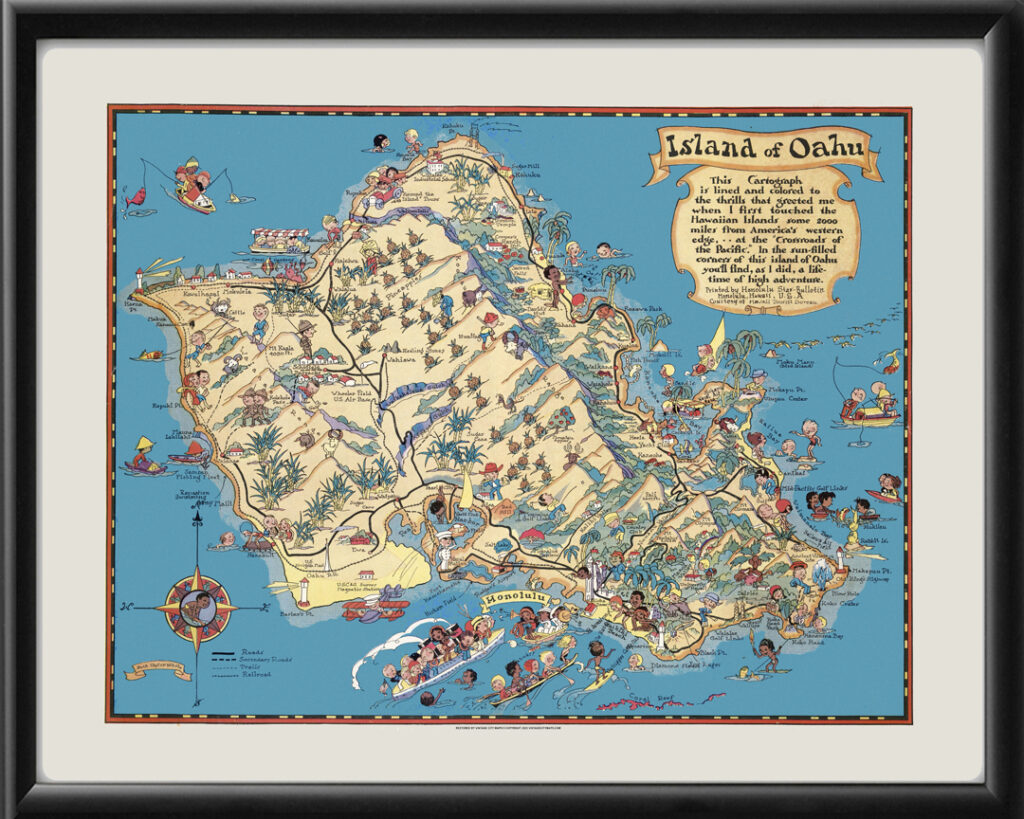 Island of Oahu 1931 Restored Map | Vintage City Maps
