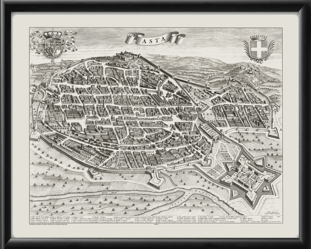 Asti Italy 1682 Restored Map | Vintage City Maps