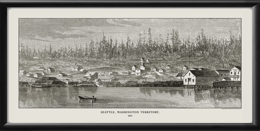 Seattle WA 1874 - 2 Restored Map | Vintage City Maps