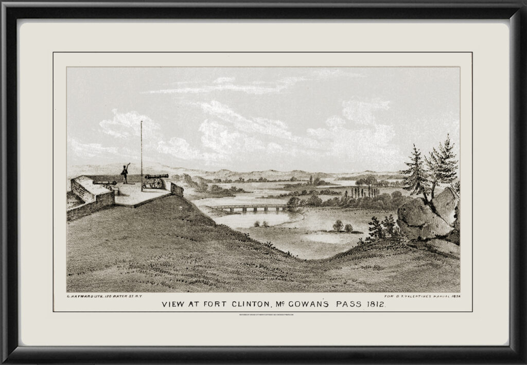 Fort Clinton at McGowan's Pass, Central Park, NYC 1812 | Vintage City Maps