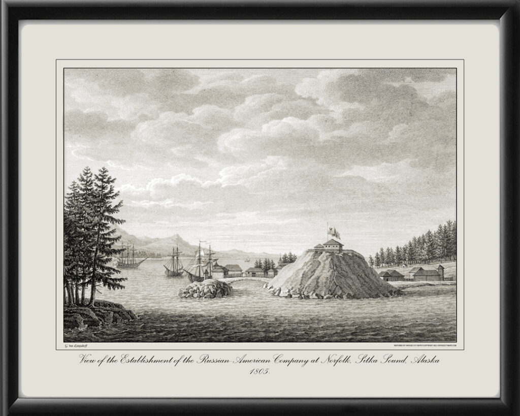 Norfolk - Sitka Sound Alaska 1805 Restored Map | Vintage City Maps